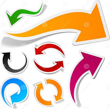 Color arrows sticker set. stock vector. Illustration of orientation ...
