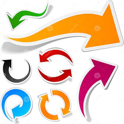 Color arrows sticker set. stock vector. Illustration of orientation ...