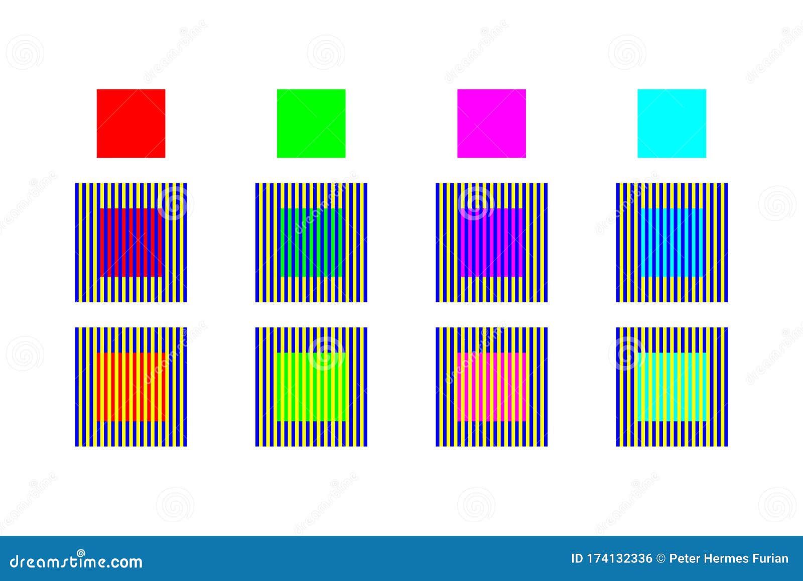 Color Optical Illusion by Assimilation and Contrast Stock Vector ...