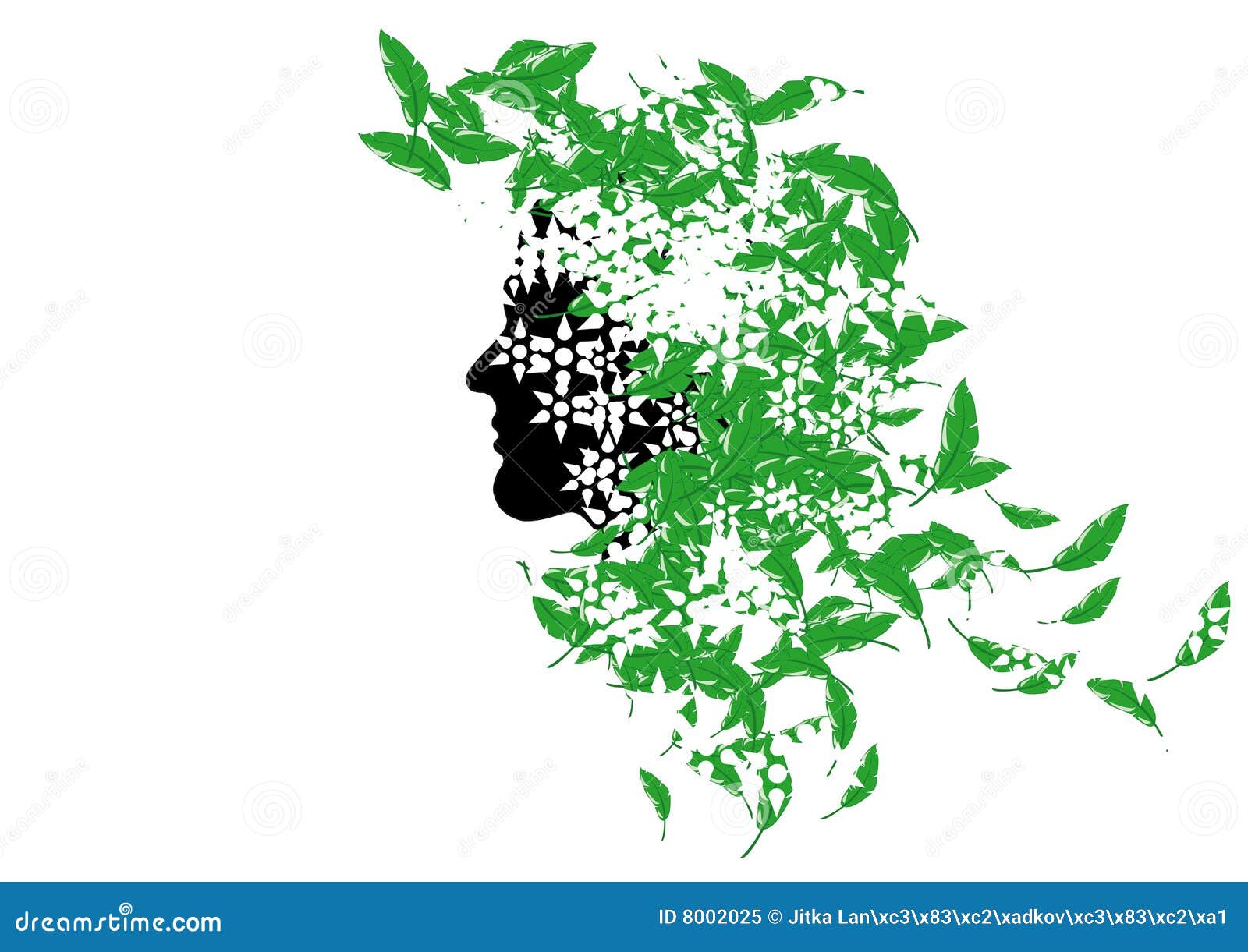 Color Background with Head of a Natural Nymph Stock Illustration ...