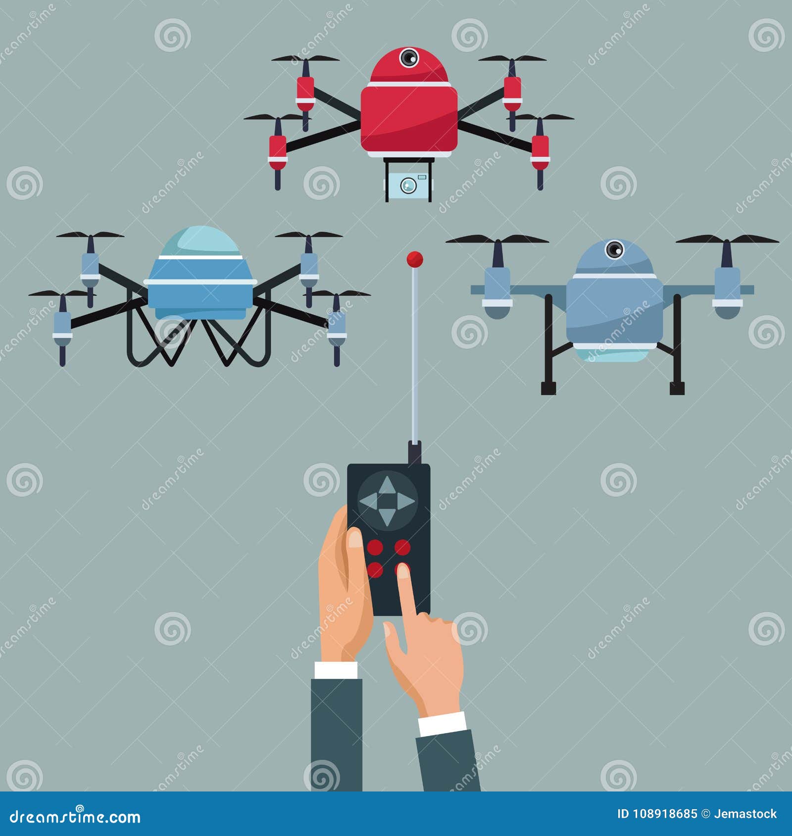 Set Of Drones And People. Delivery, Medical, Photo And Video Copters ...
