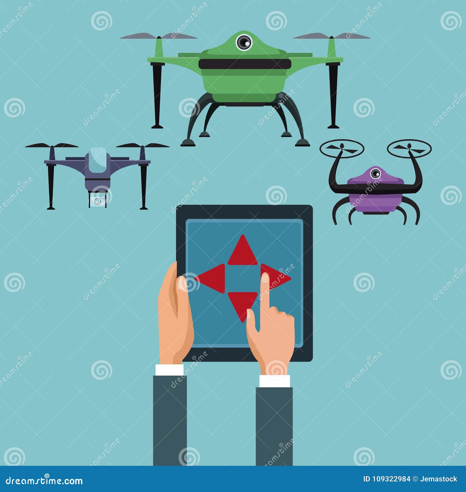 Set Of Drones And People. Delivery, Medical, Photo And Video Copters ...