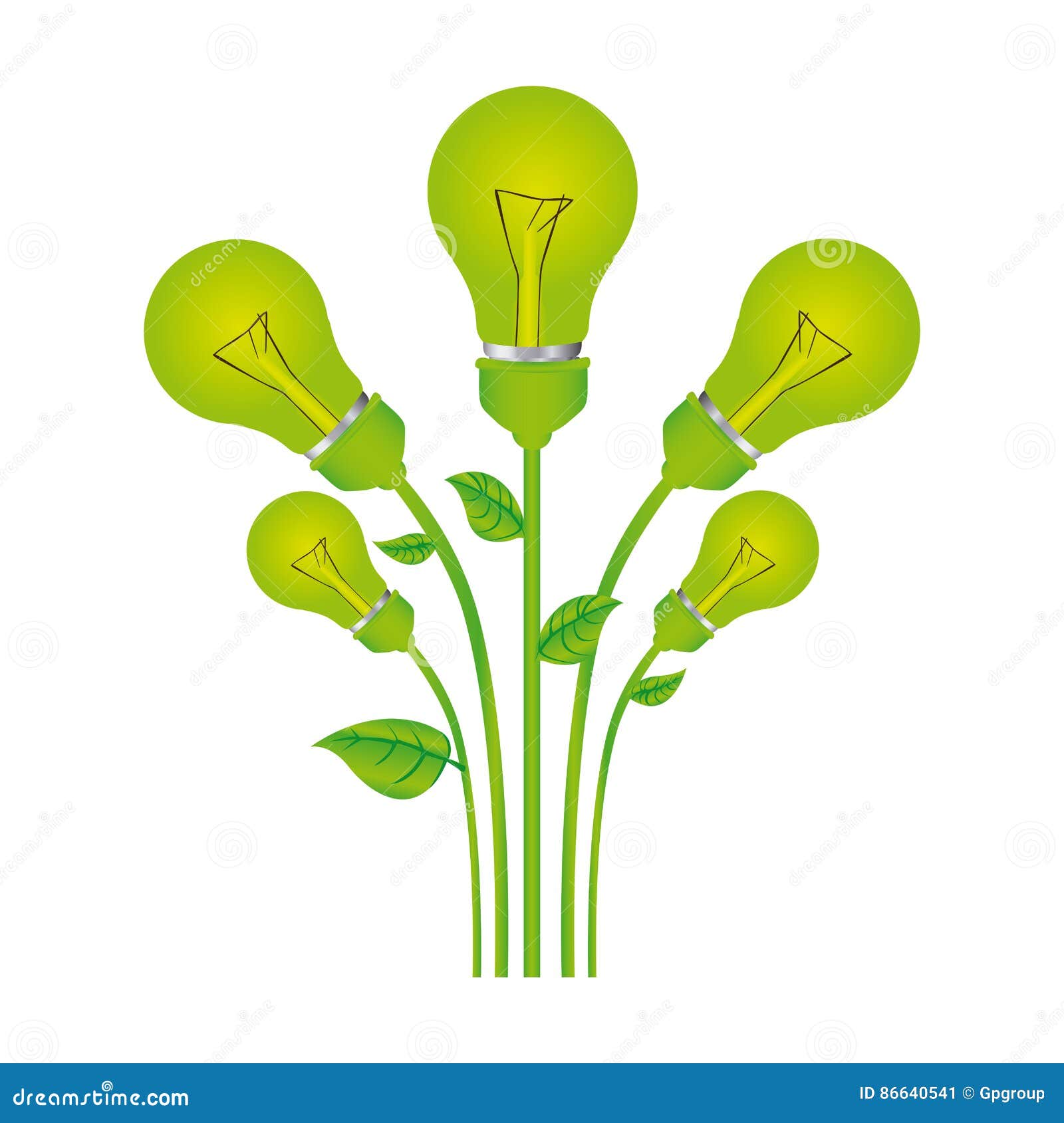 Color Background with Set of Bulb Light with Stem and Leaves Stock ...