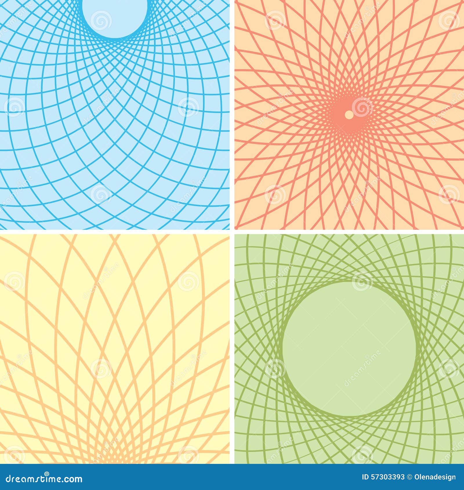 Color Vector Backgrounds with Curved Grids - Set Stock Vector ...