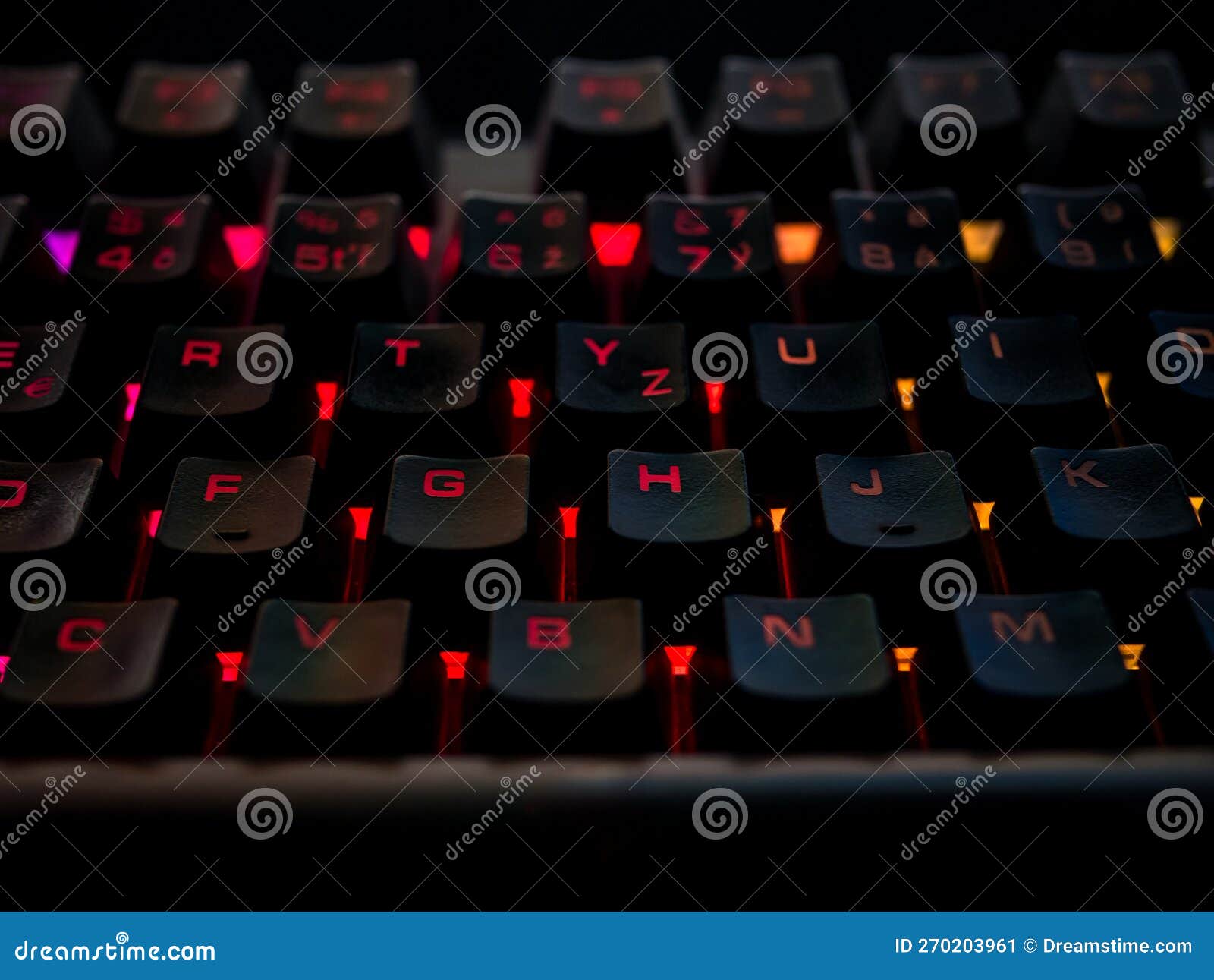Color Backlit Gaming Keyboard Glows in the Dark Stock Image - Image of ...