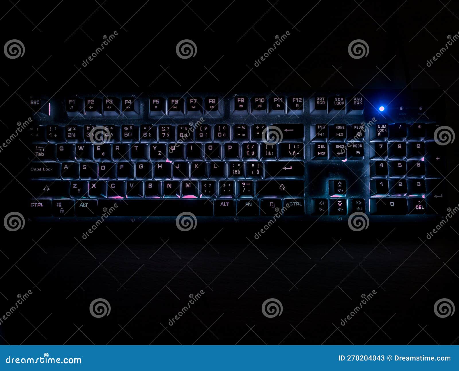 Color Backlit Gaming Keyboard Glows in the Dark Stock Image - Image of ...