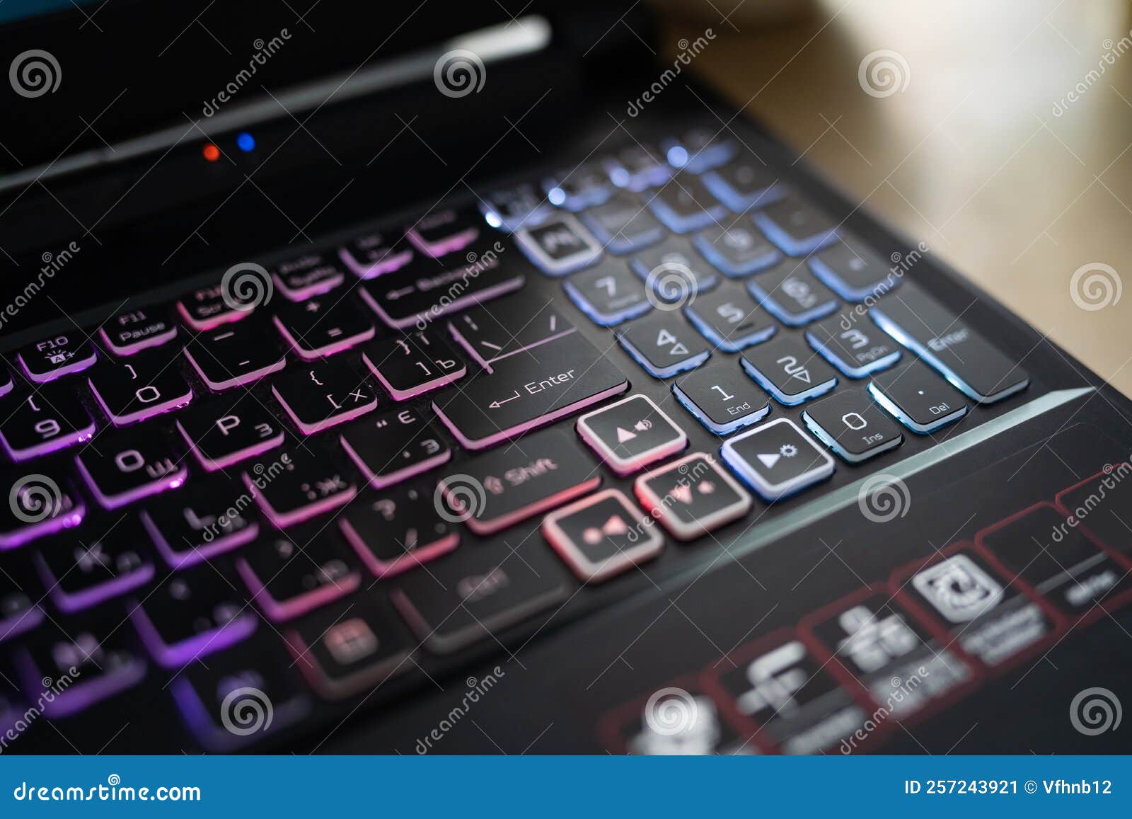 Color Backlit Keyboard Close Up. Gaming Laptop. Stock Image - Image of ...