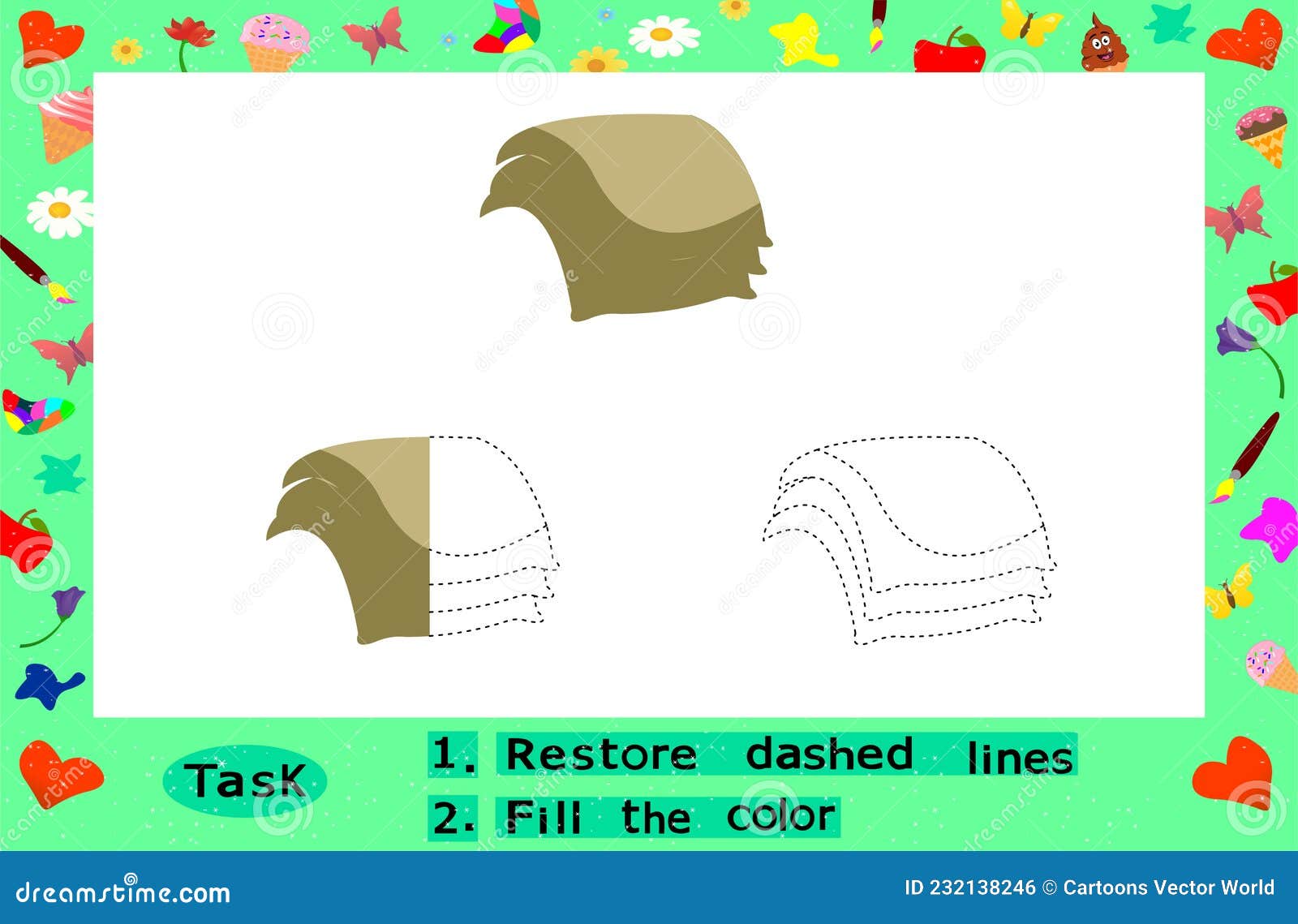 Color the Bag, Restore Dashed Lines. Color the Picture Elements. Page ...