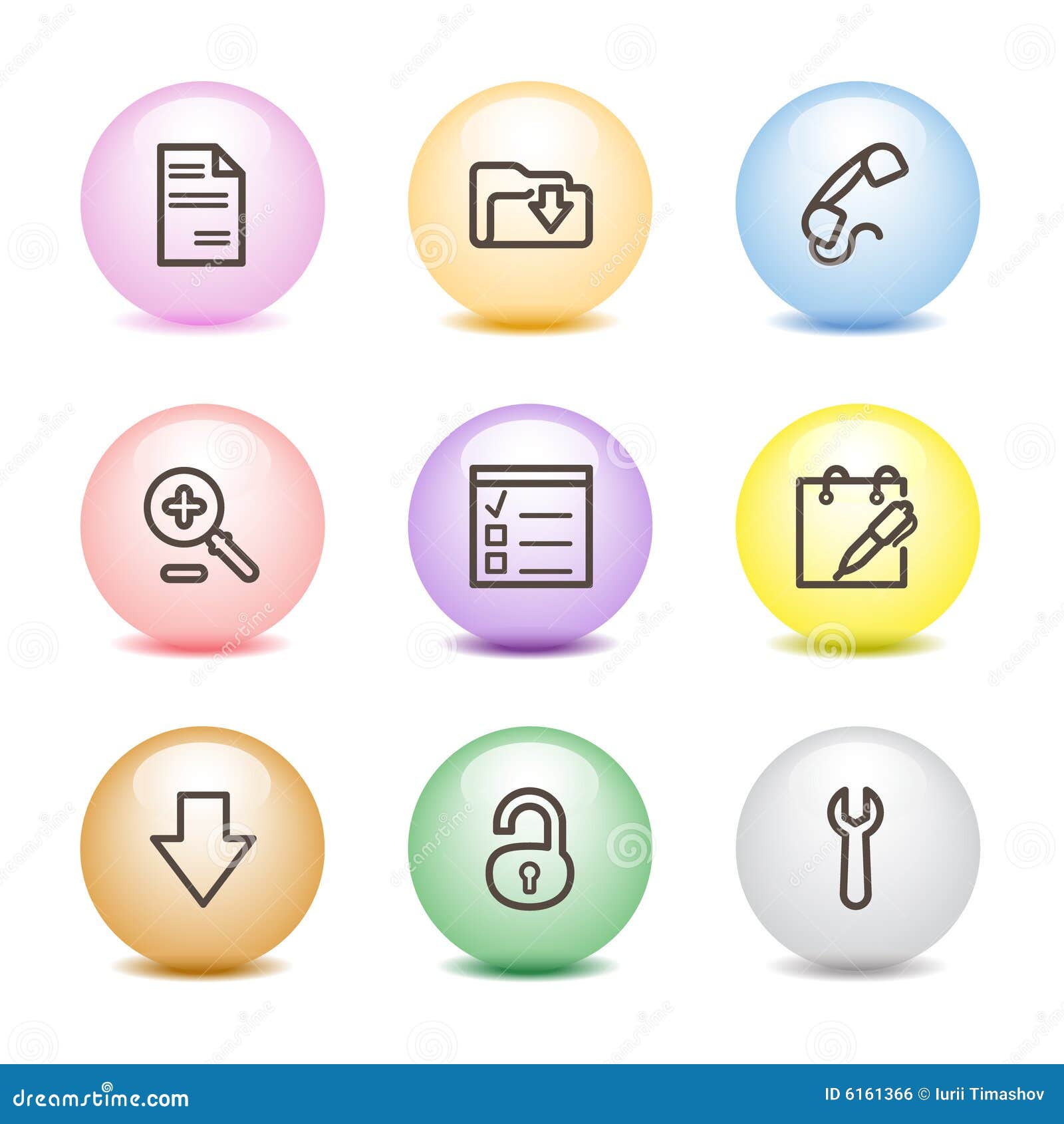 Color Ball Web Icons, Set 8 Stock Vector - Illustration of folder ...
