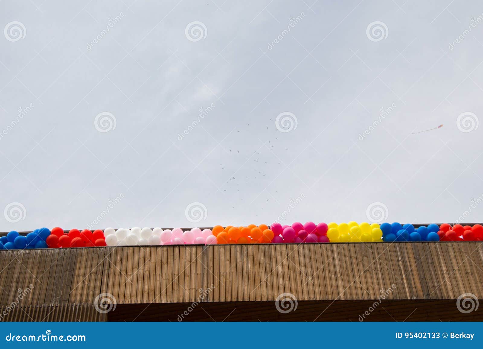Color Balloons on the Roof of Building Stock Image - Image of target ...