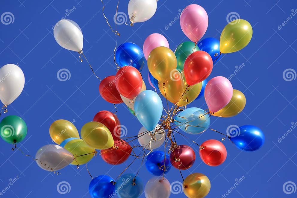 Color balloons in the Sky stock image. Image of blue, balloon - 6766443