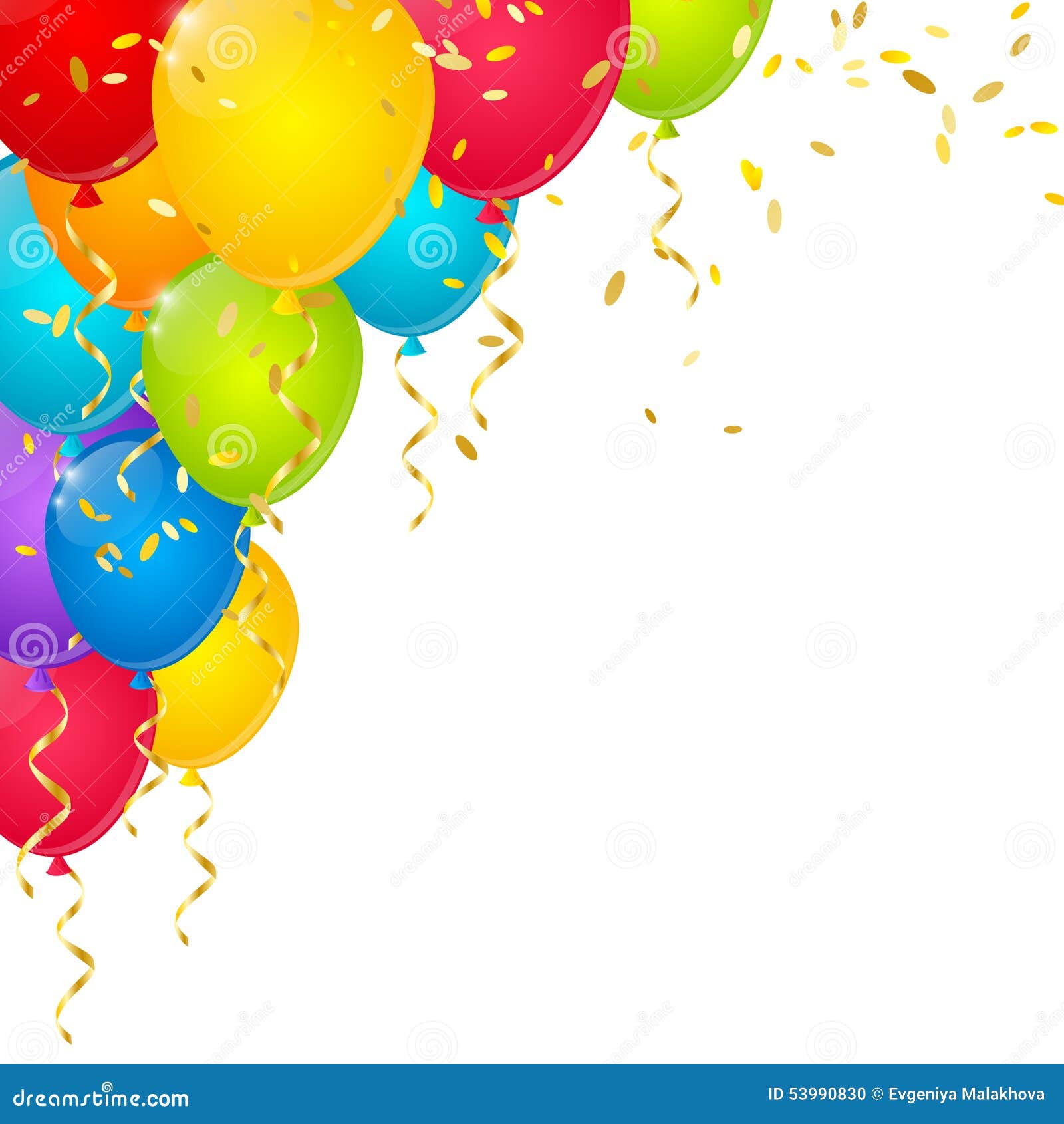 Color Balloons On White Background For Birthday Wishes Vector ...