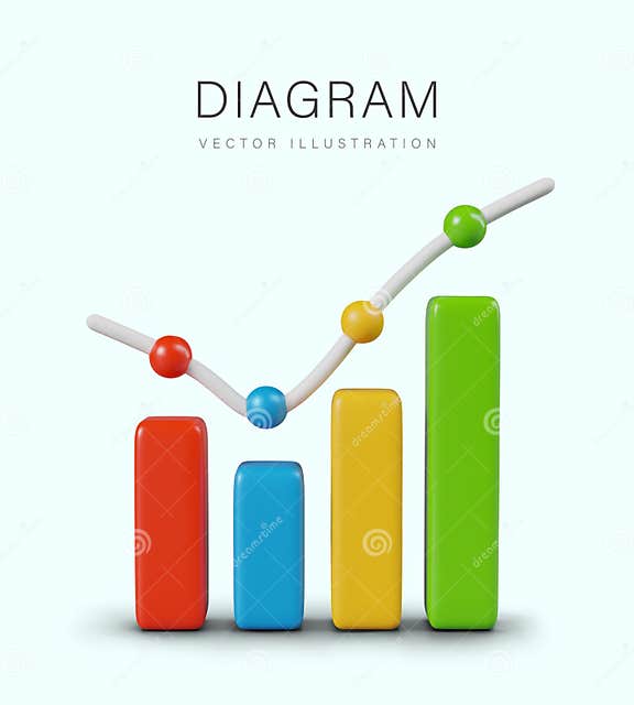 Color Bar Chart with Line. Vertical Poster, Concept of Analytics ...