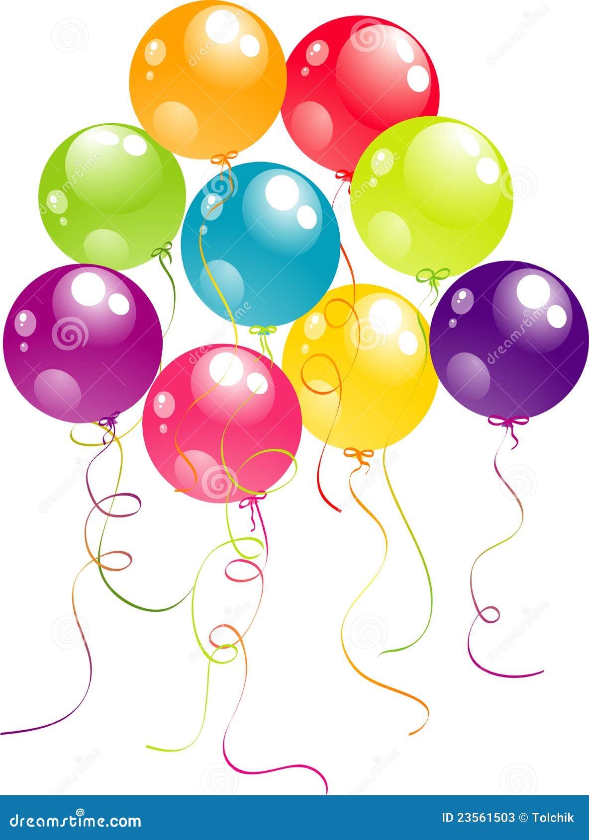 Color Beautiful Party Balloons, Vector Stock Vector - Illustration of ...