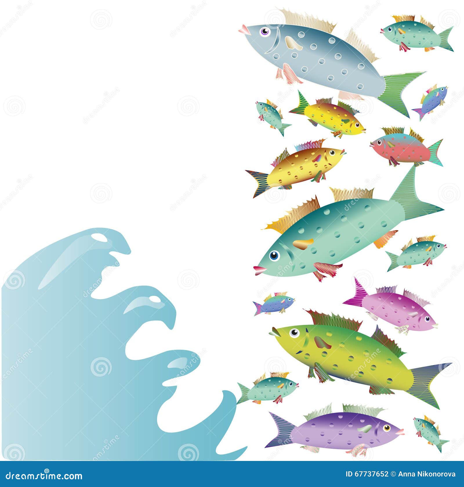 COLOR BEAUTIFUL SMALL FISHES on the WHITE BACKGROUND Stock Illustration ...