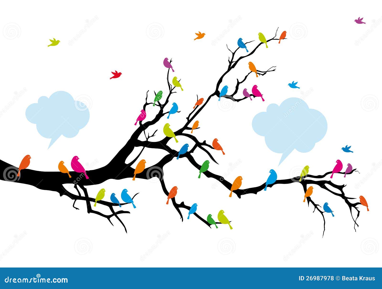 Color Birds on Tree, Vector Stock Vector - Illustration of flying ...