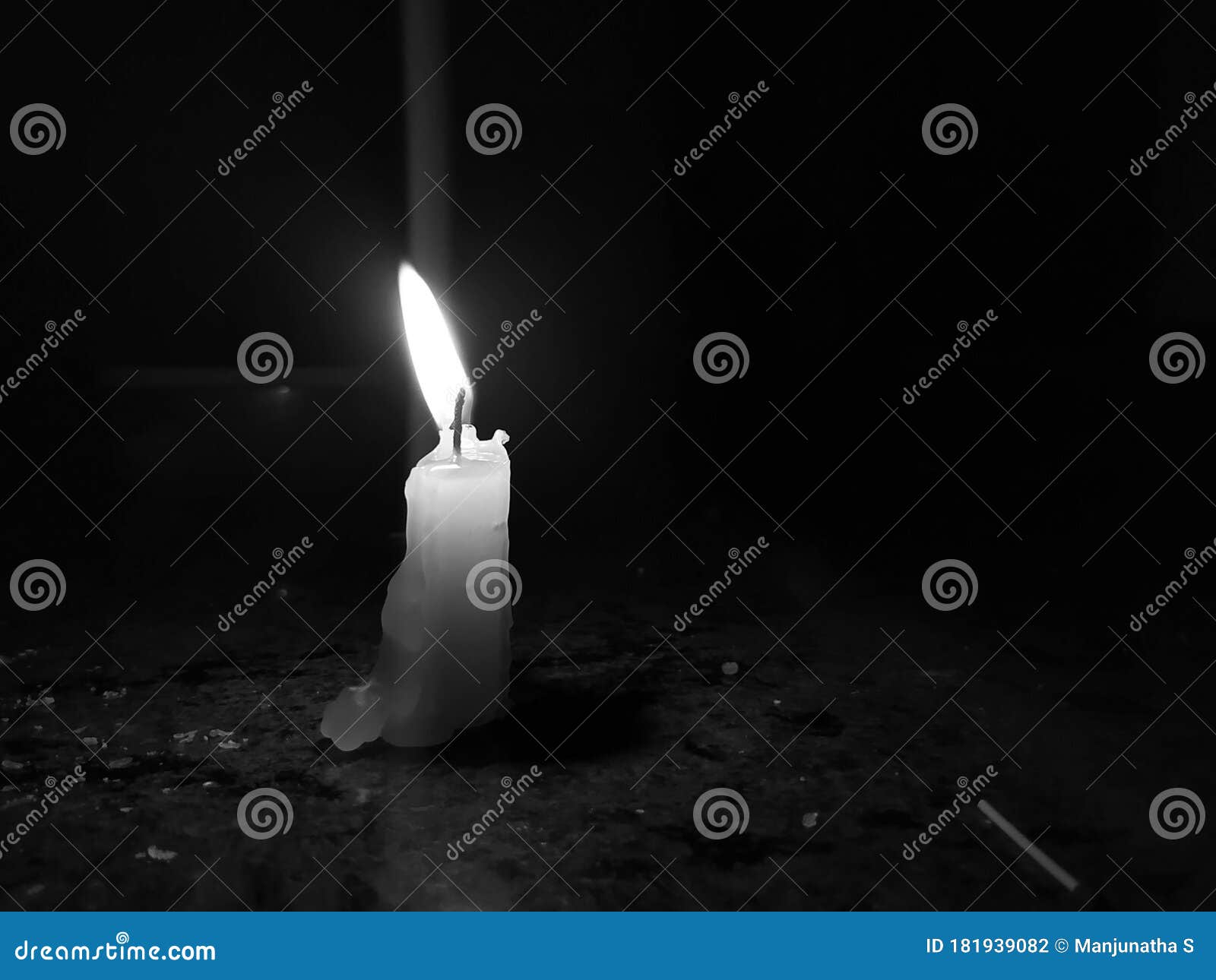 Color and Black & White Candle Light in a Dark Black Background Stock ...