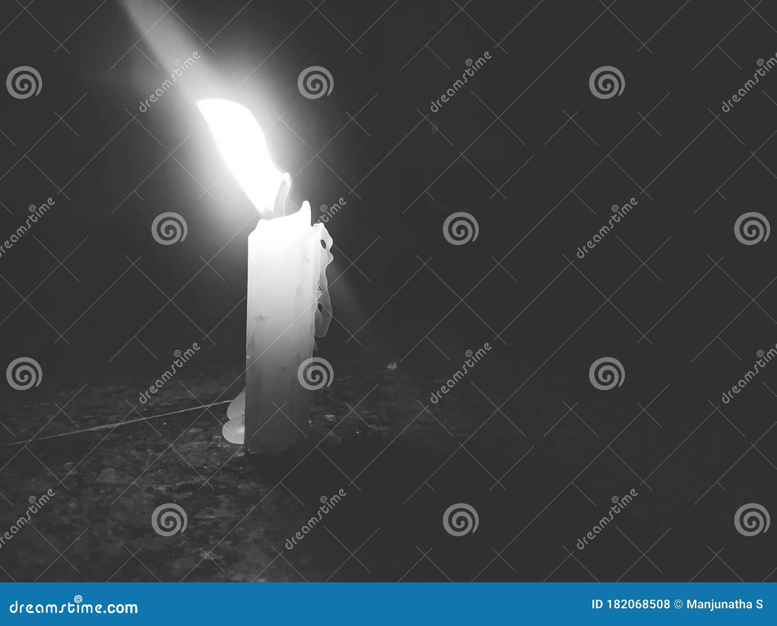 Color and Black & White Candle Light in a Dark Black Background Stock ...