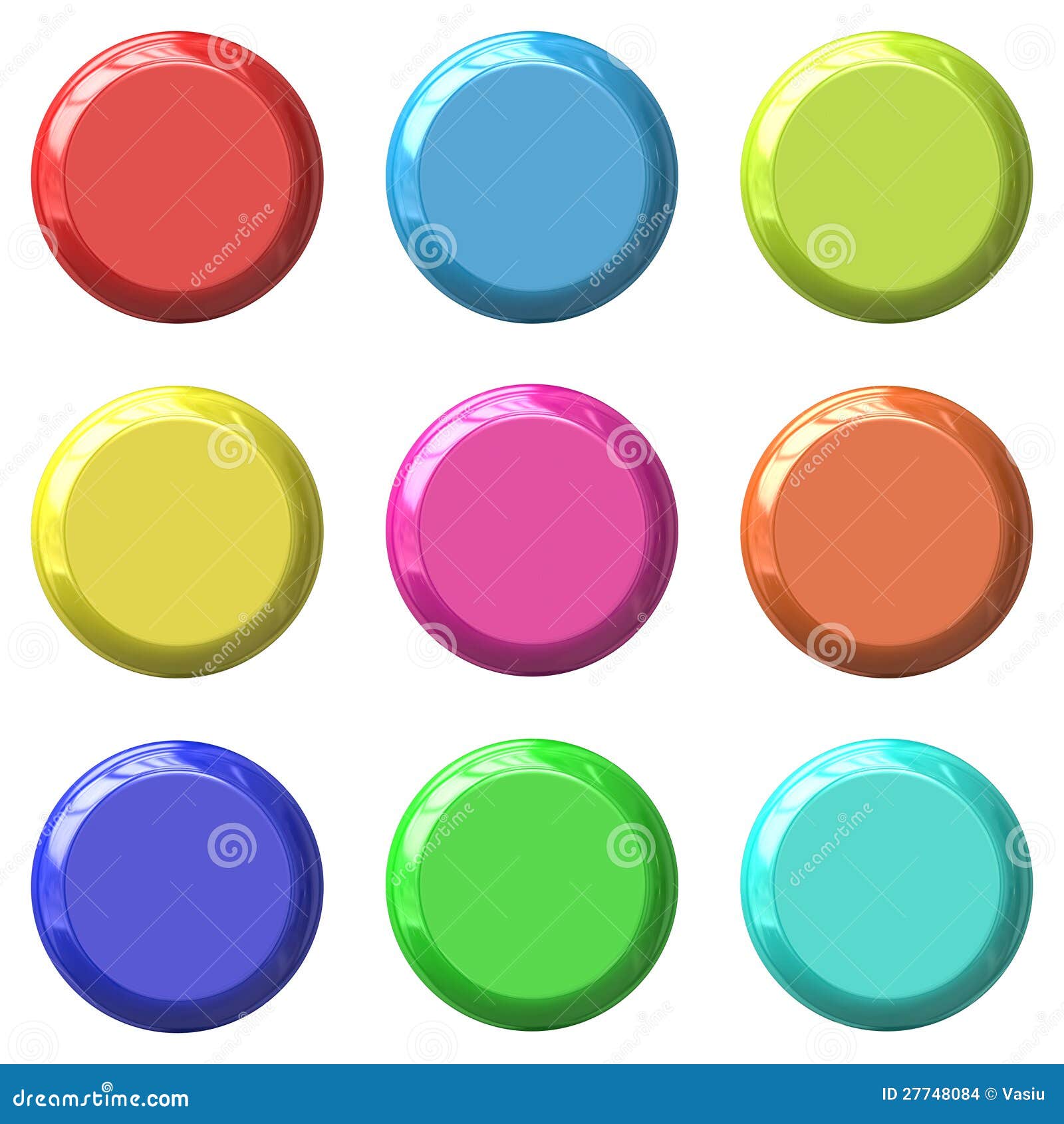 Color Blank Round Glossy Buttons. Stock Illustration - Illustration of ...