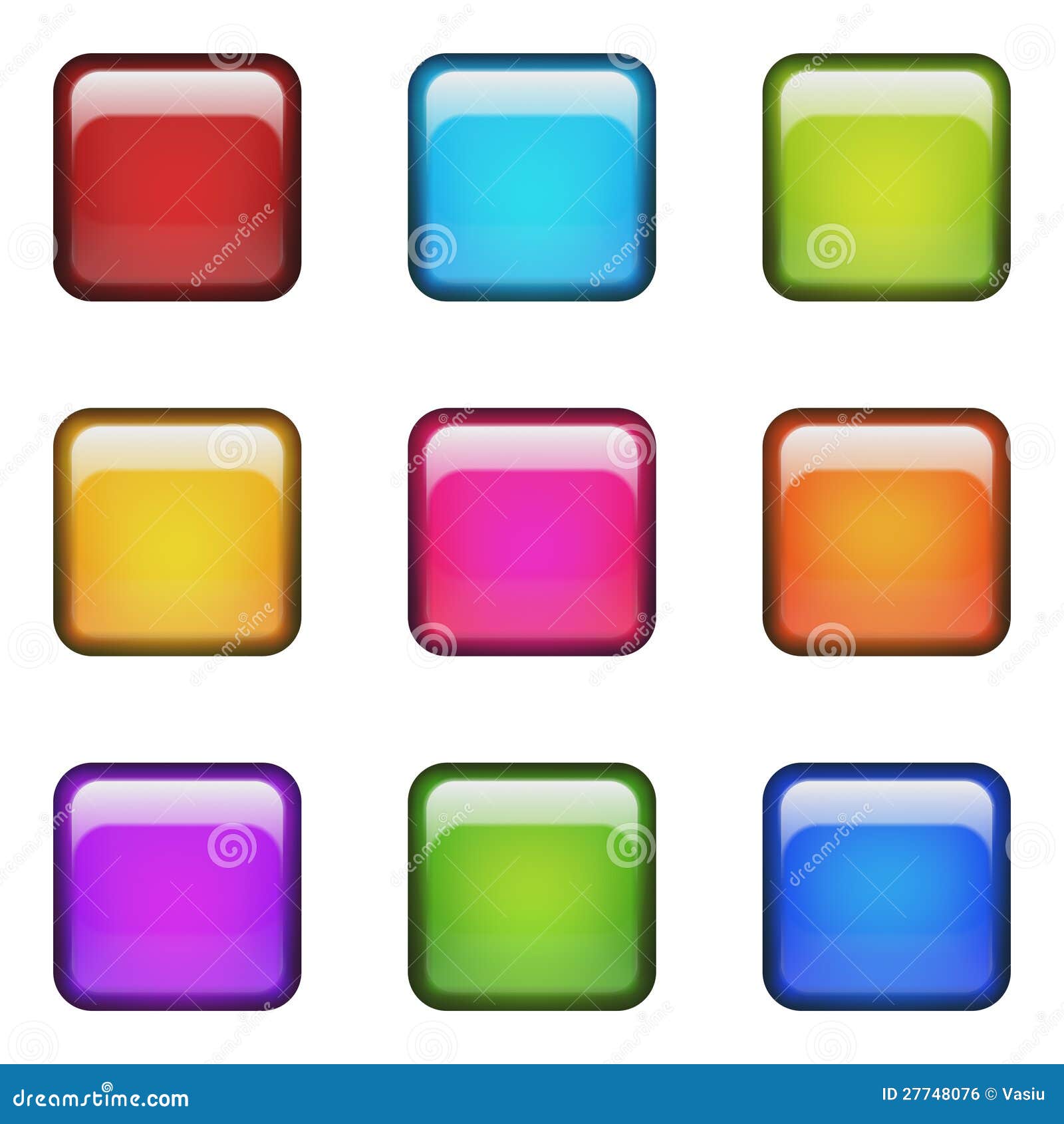 Color Blank Square Glossy Buttons. Stock Illustration - Illustration of ...