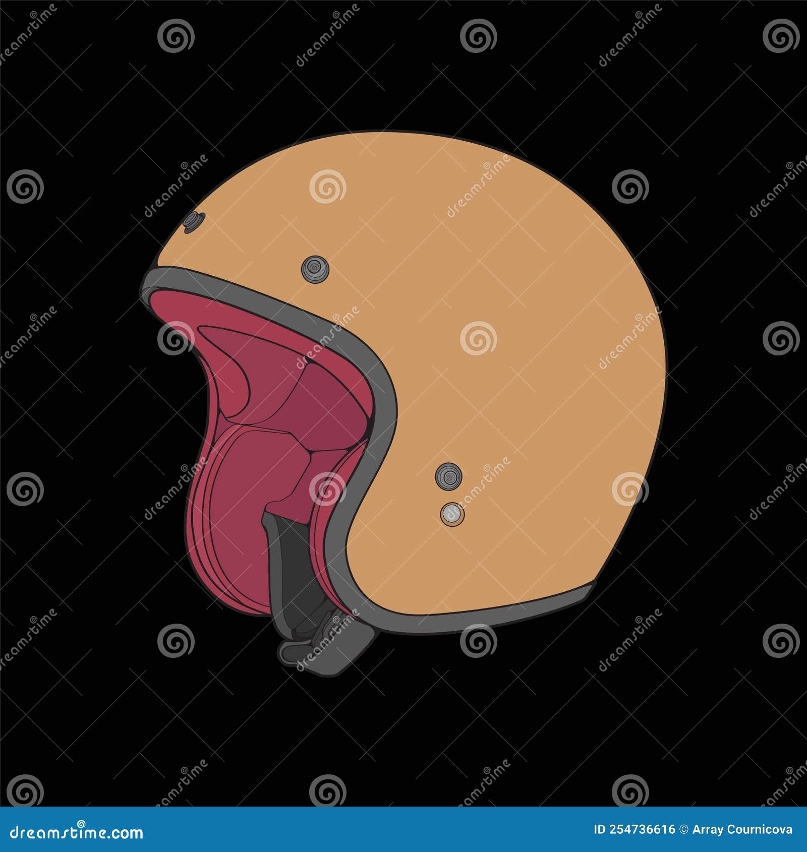 Color Block Helmet Half Face Vector Illustration, Helmet Concept, Line ...