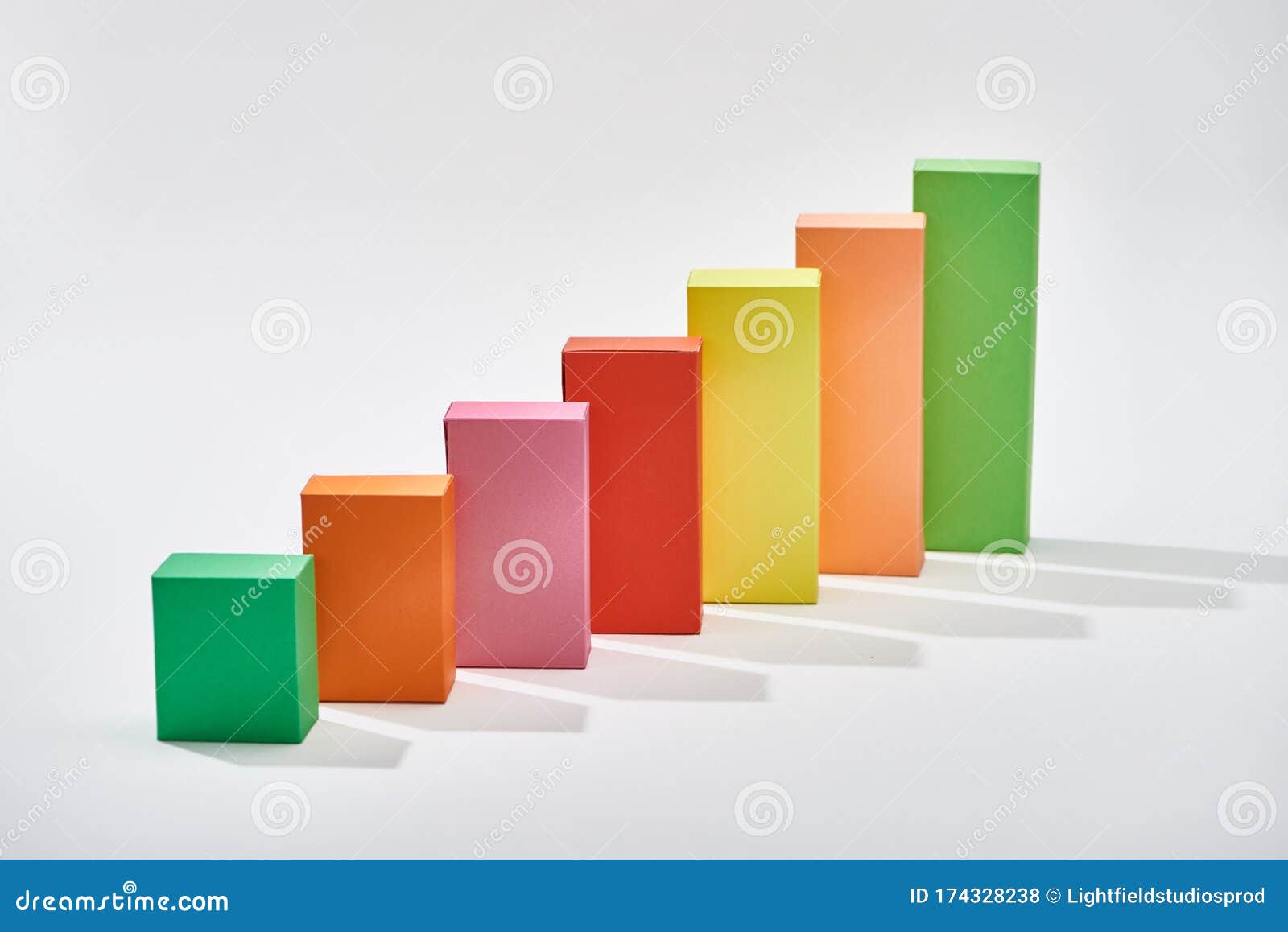 Color Blocks of Analytical Chart with Shadow on White Background. Stock ...