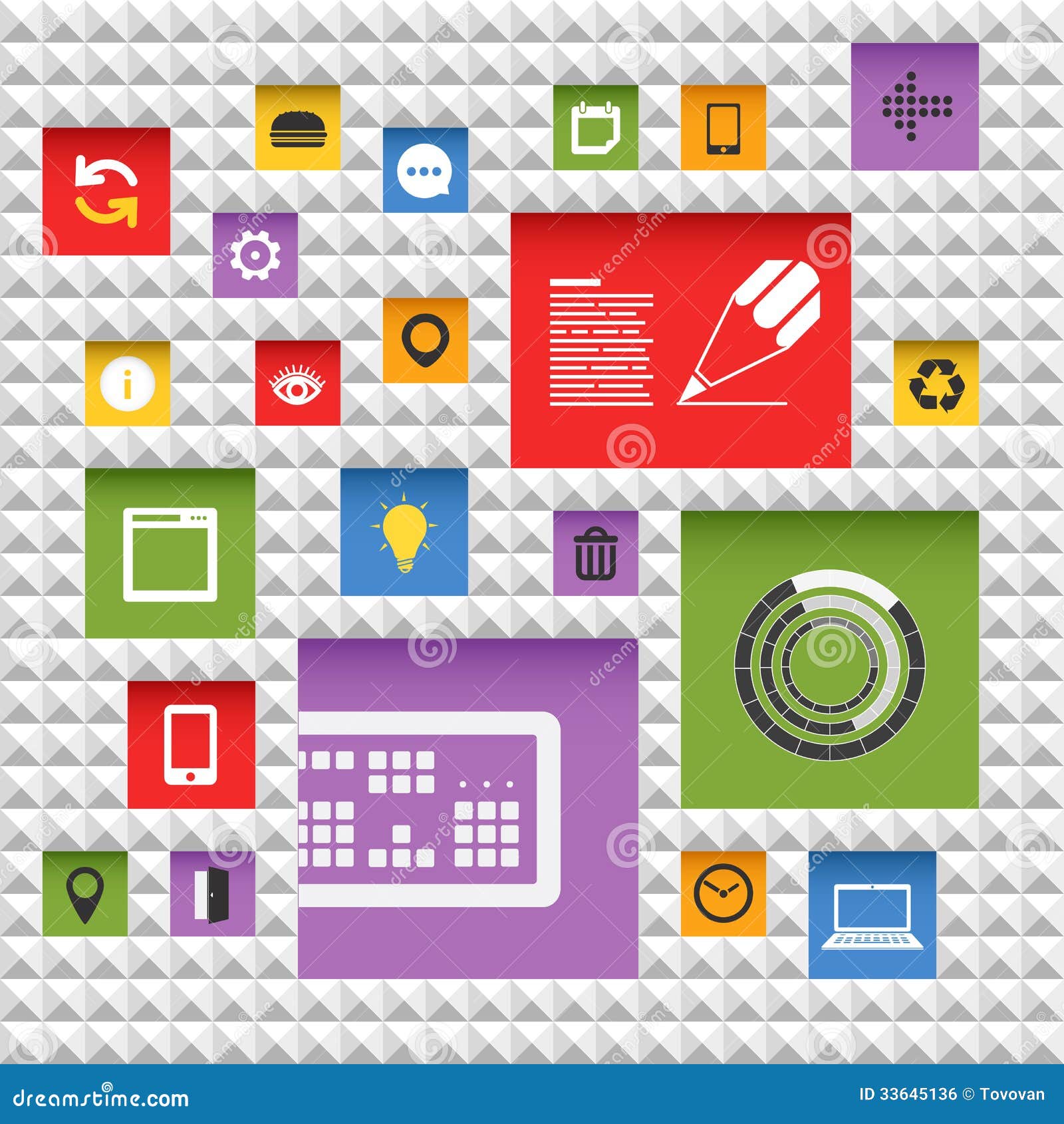 Color blocks with icons stock vector. Illustration of mobile - 33645136