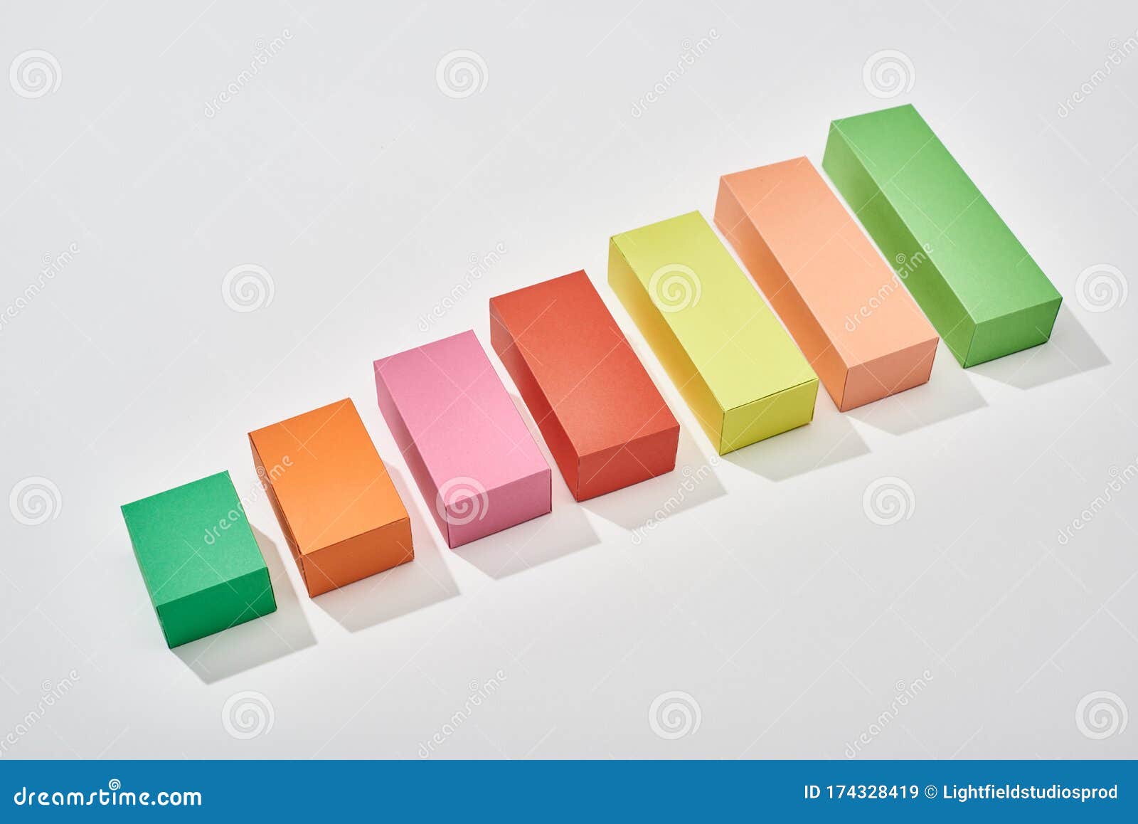 Color Blocks of Increase Chart on White Background. Stock Image - Image ...