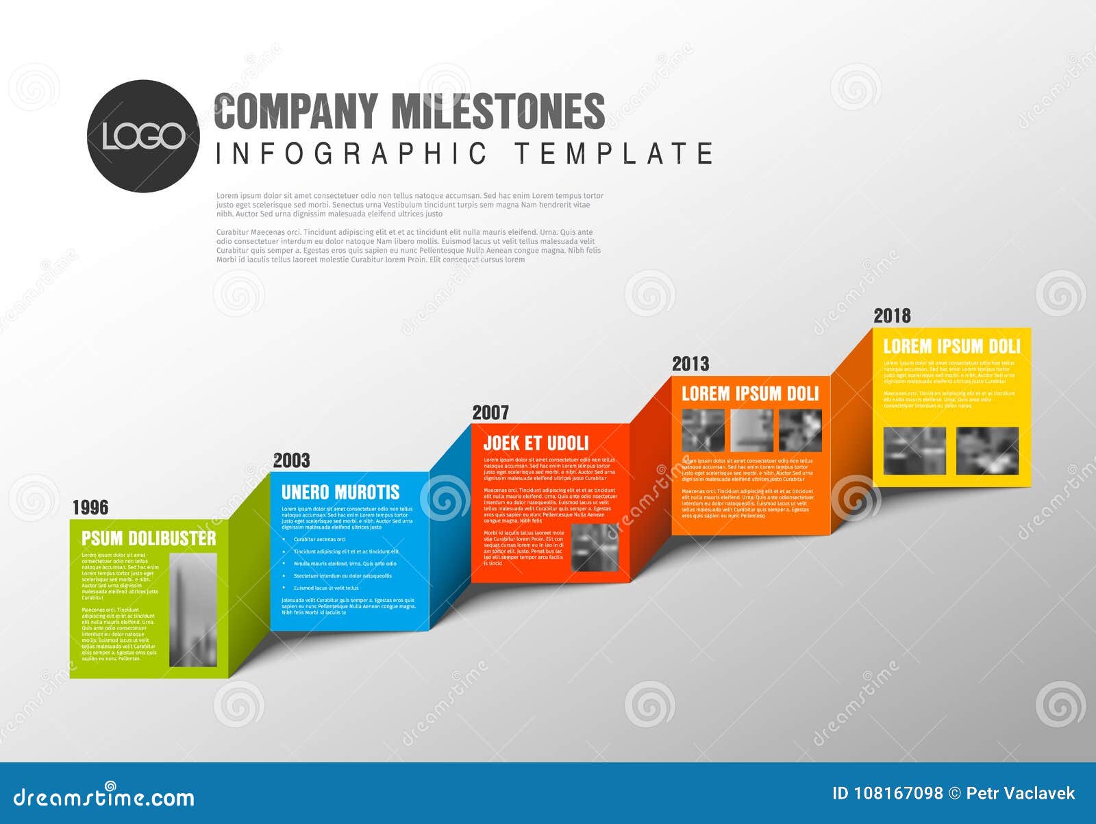 Color Blocks Timeline Template Stock Vector - Illustration of clean ...