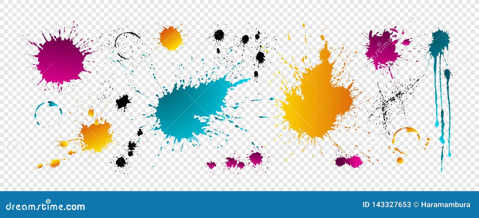 Color blots with drops stock vector. Illustration of black - 143327653