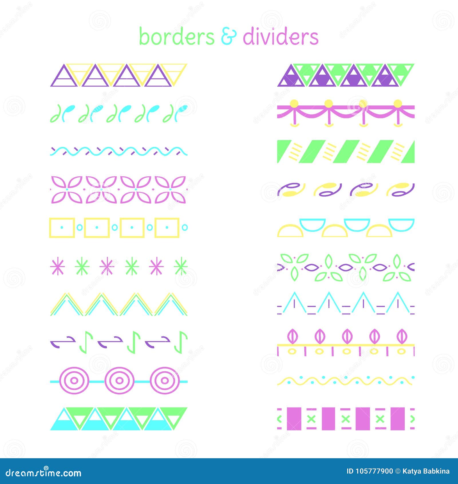 Color Borders. Set Of Different Decorative Elements Stock Photo ...