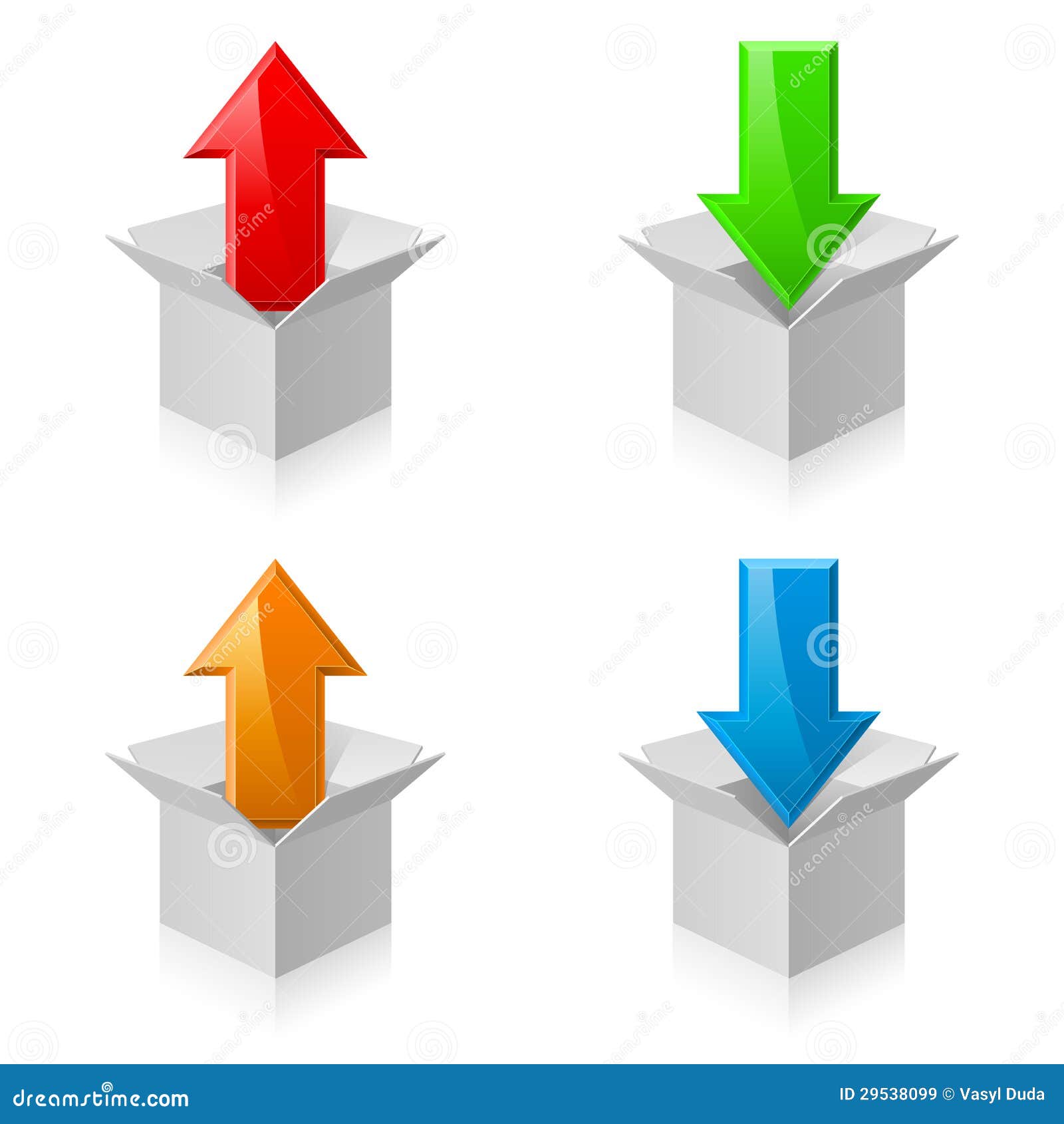 Color boxes and arrows stock vector. Illustration of green - 29538099