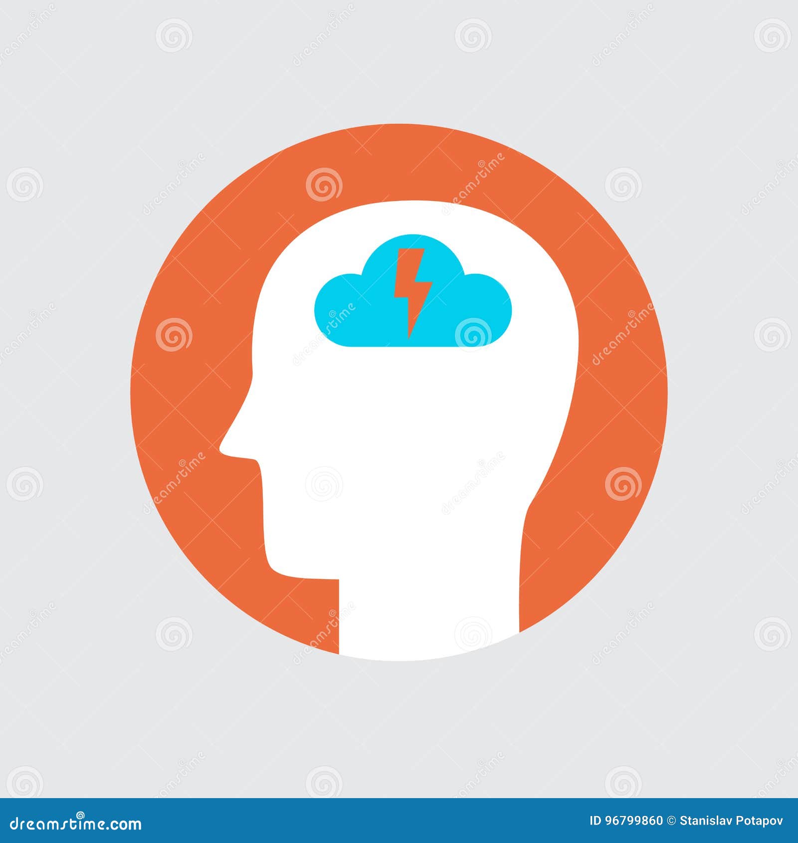 Color Brainstorming Head Icon Flat Style Stock Vector - Illustration of ...