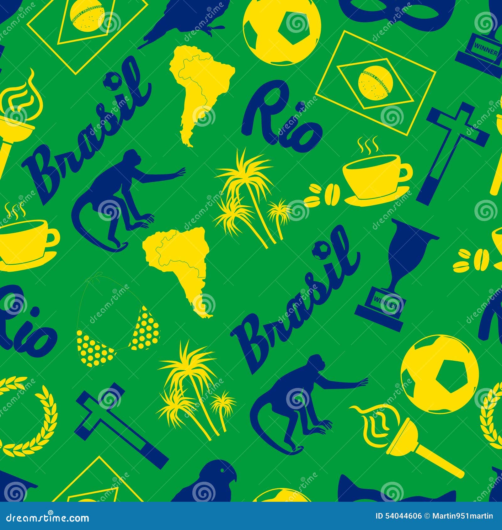 Color Brazil Icons and Symbols Seamless Pattern Eps10 Stock Vector ...