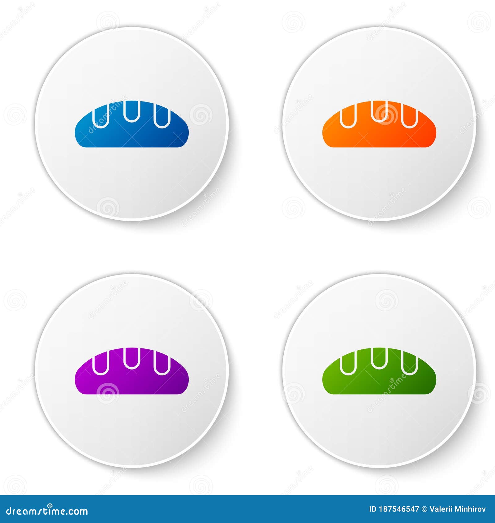 Color Bread Loaf Icon Isolated on White Background. Set Icons in Circle ...