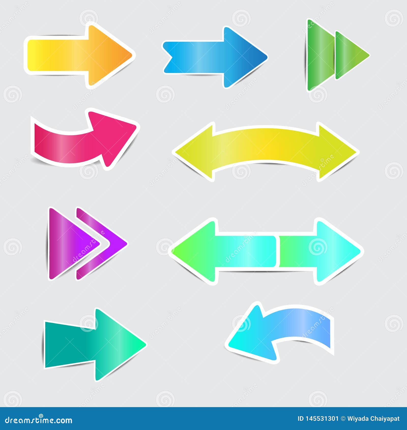 Color Bright Arrow Stickers with Shadow Stock Illustration ...