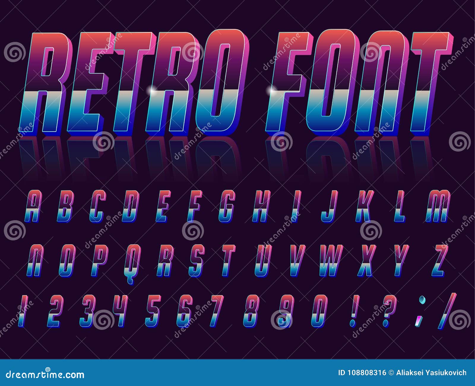 Font style 80 s. stock vector. Illustration of letter - 108808316