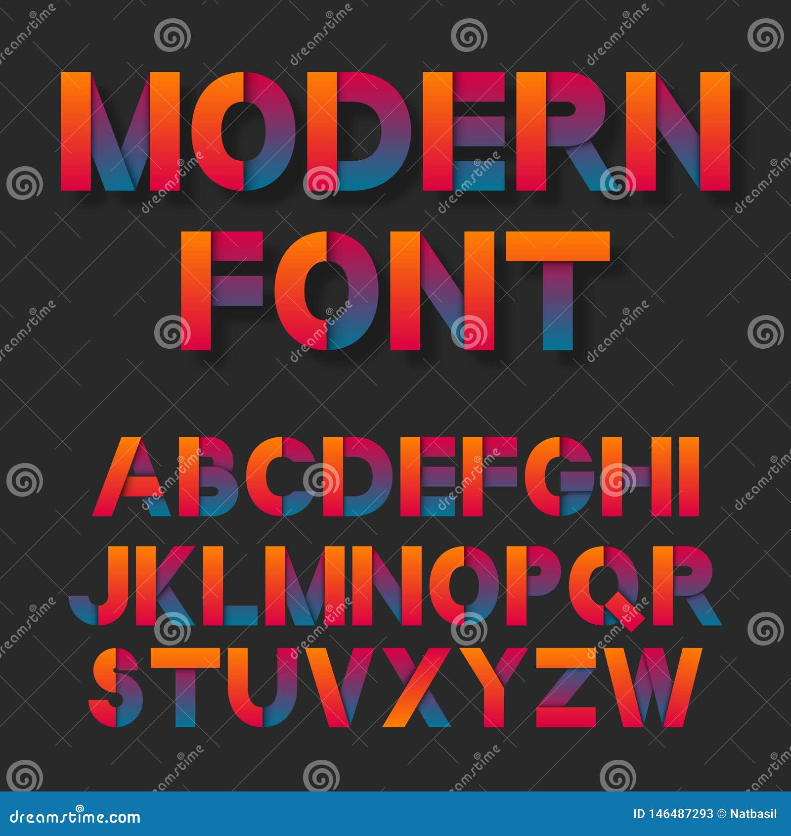Gradient Font And Reflective Alphabet Vector, Bold Square Typeface ...