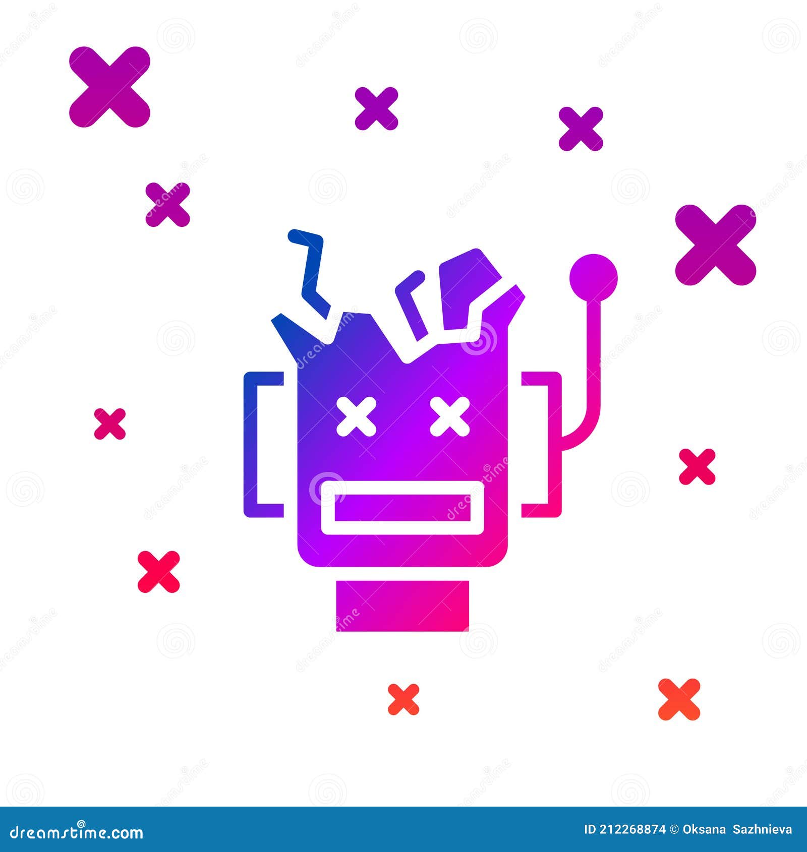 Color Broken Robot Icon Isolated on White Background. Artificial ...