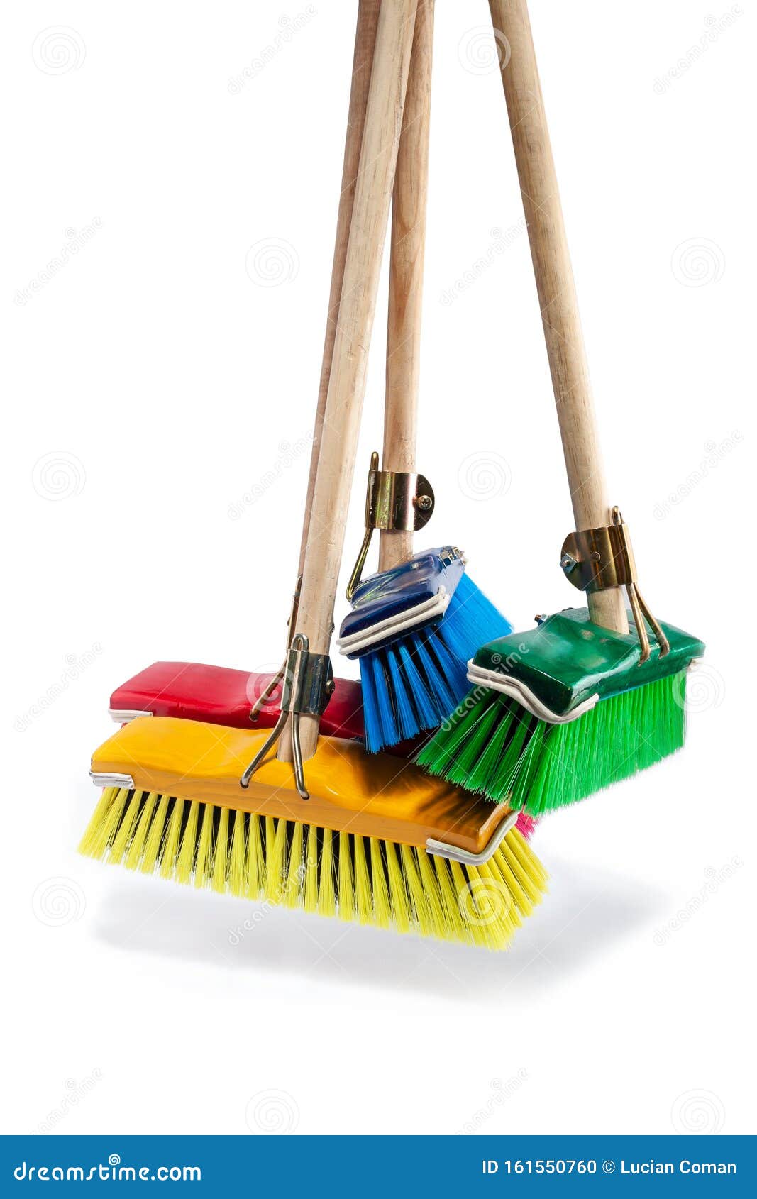 Color Brooms Isolated on White Stock Photo - Image of cleaner, neat ...