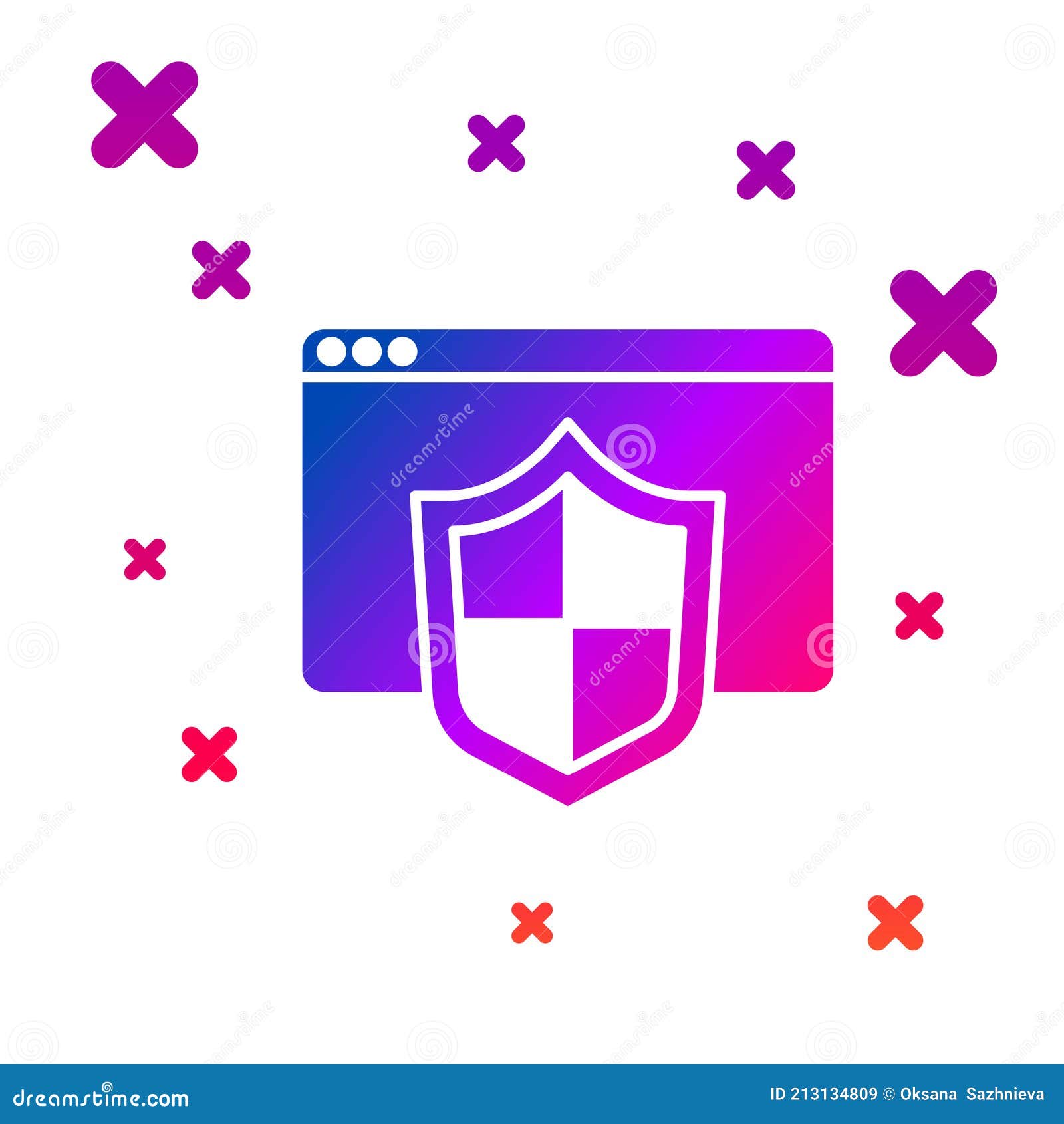 Color Browser with Shield Icon Isolated on White Background. Security ...