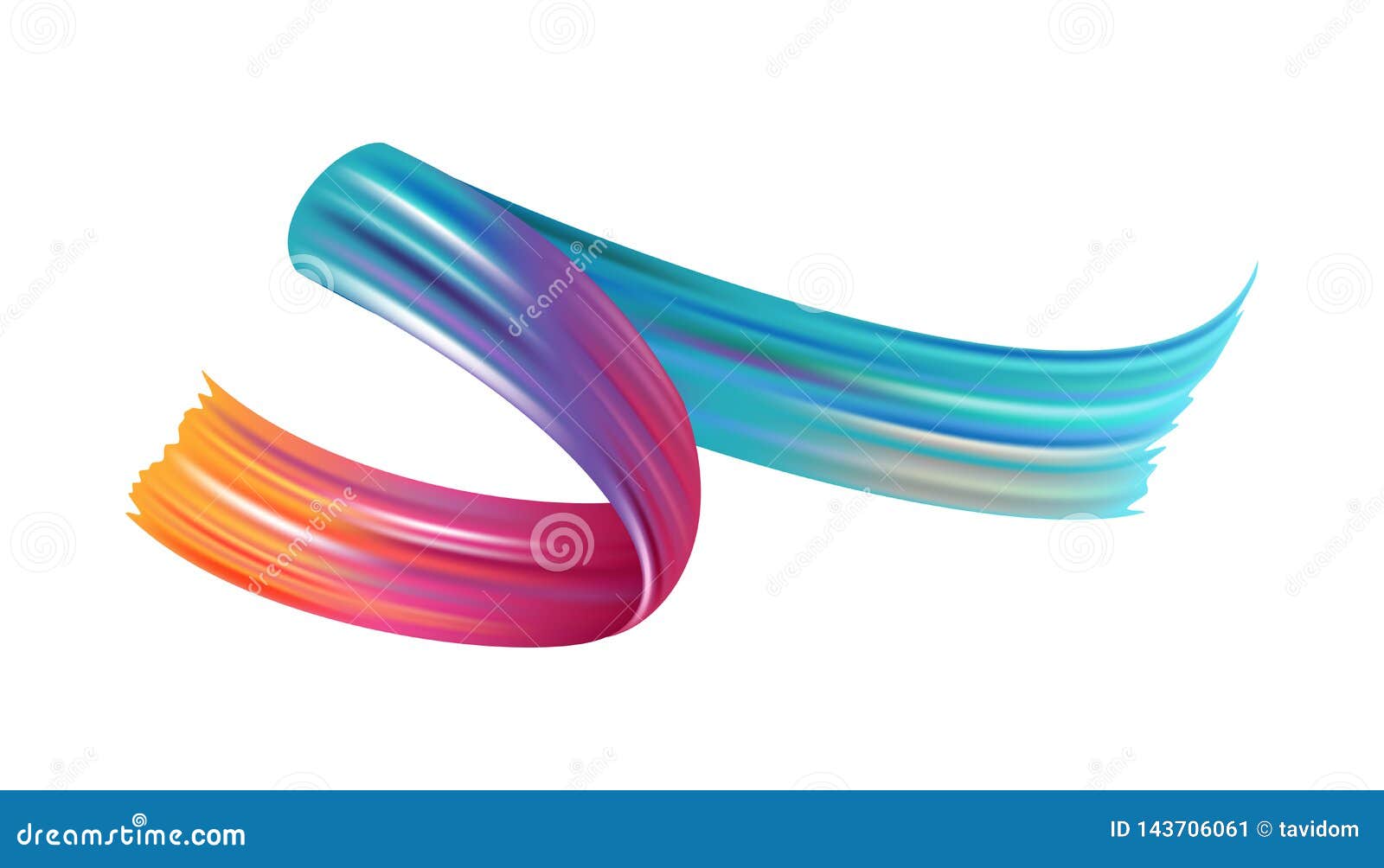 Color Brushstroke Design Element Isolated on White. Vector Realistic ...