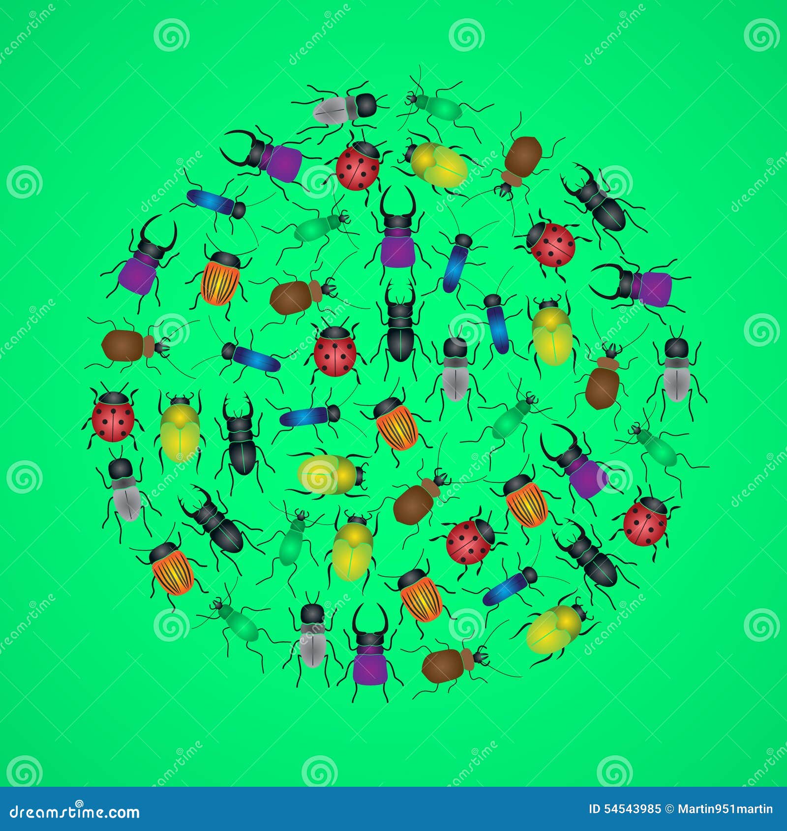 Color Bugs and Beetles Icons in Circle Eps10 Stock Vector ...