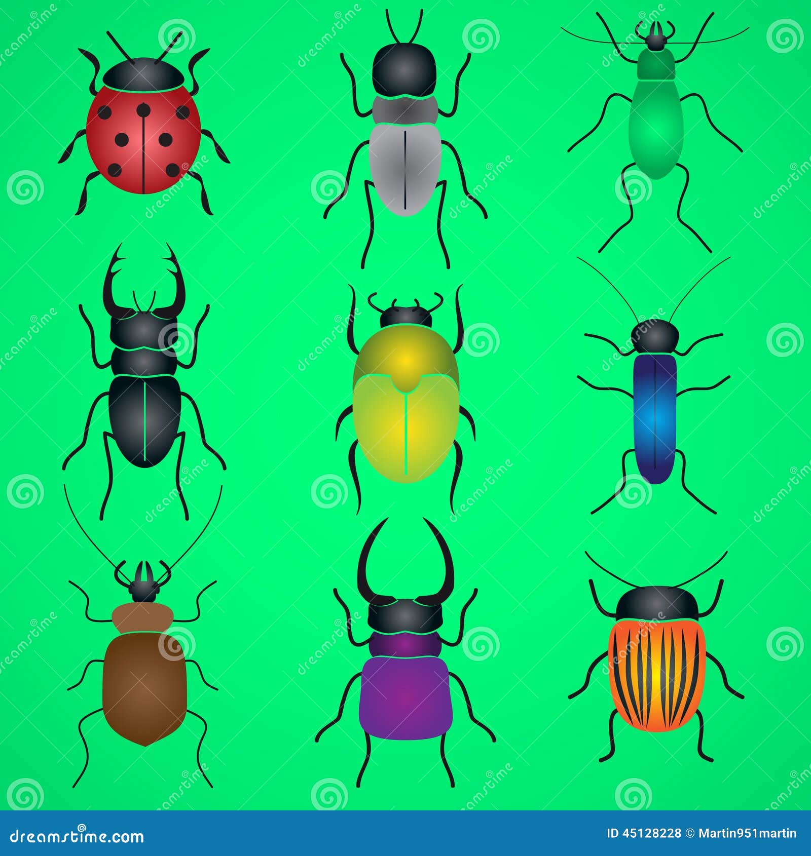 Color Bugs and Beetles Icons Set Stock Vector - Illustration of vector ...
