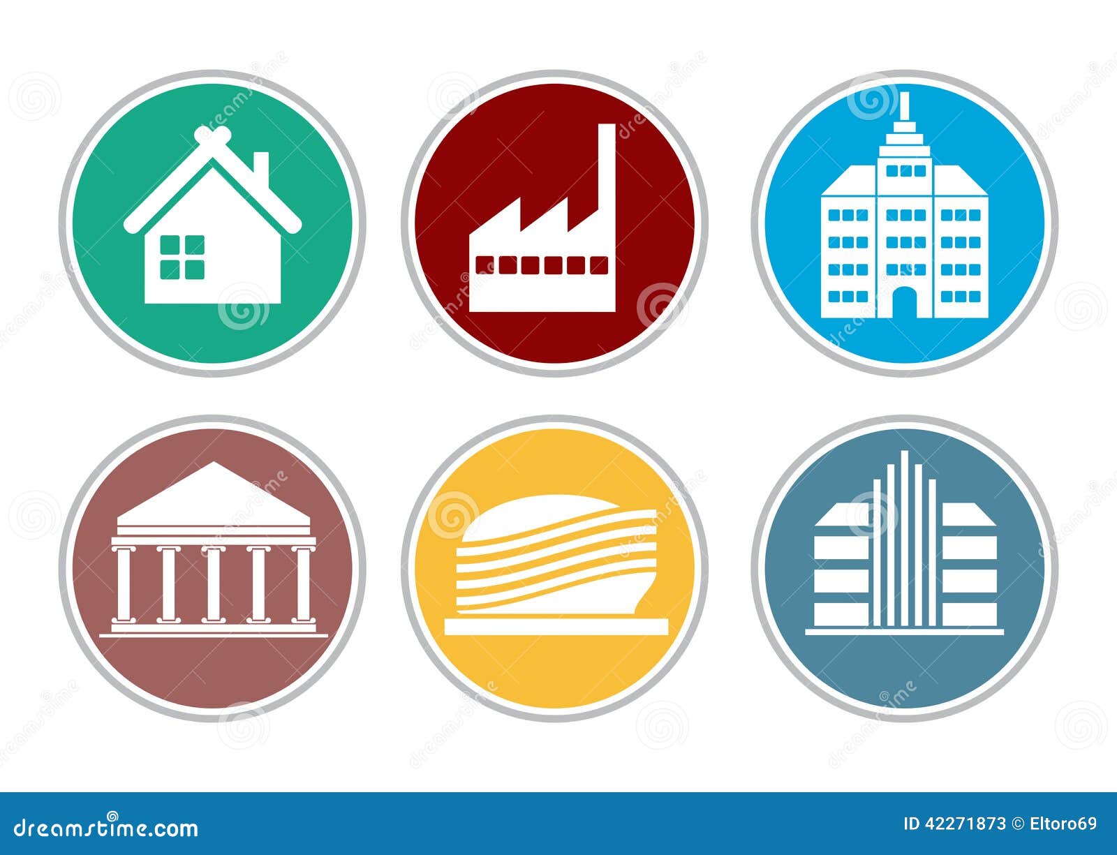 Color building icon set stock vector. Illustration of icon - 42271873