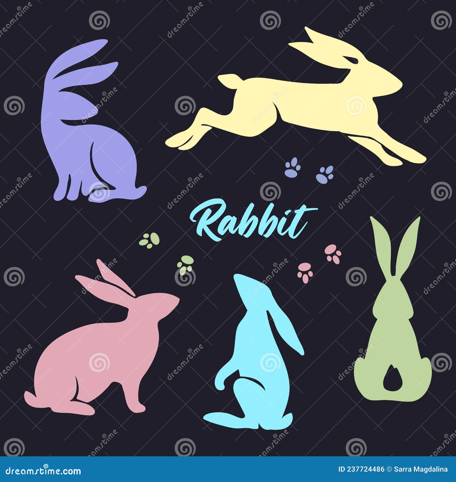 Color Bunny Silhouettes Vector Illustration Stock Vector - Illustration ...