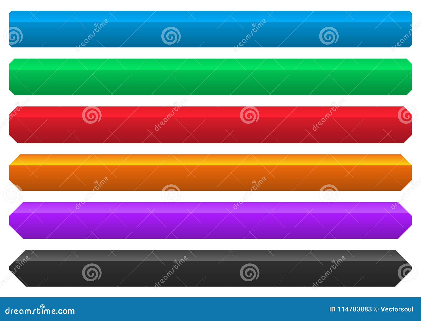 6 Color Button, Banner Element with Different Level of Corner Effect ...