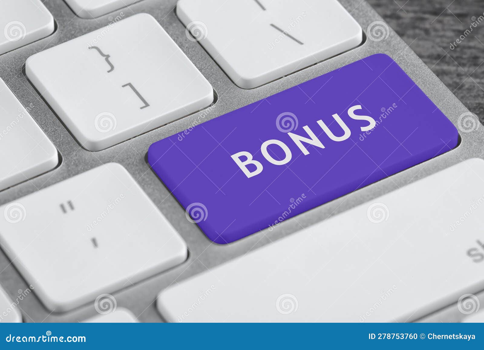 Color Button with Word Bonus on Computer Keyboard, Closeup Stock Photo ...