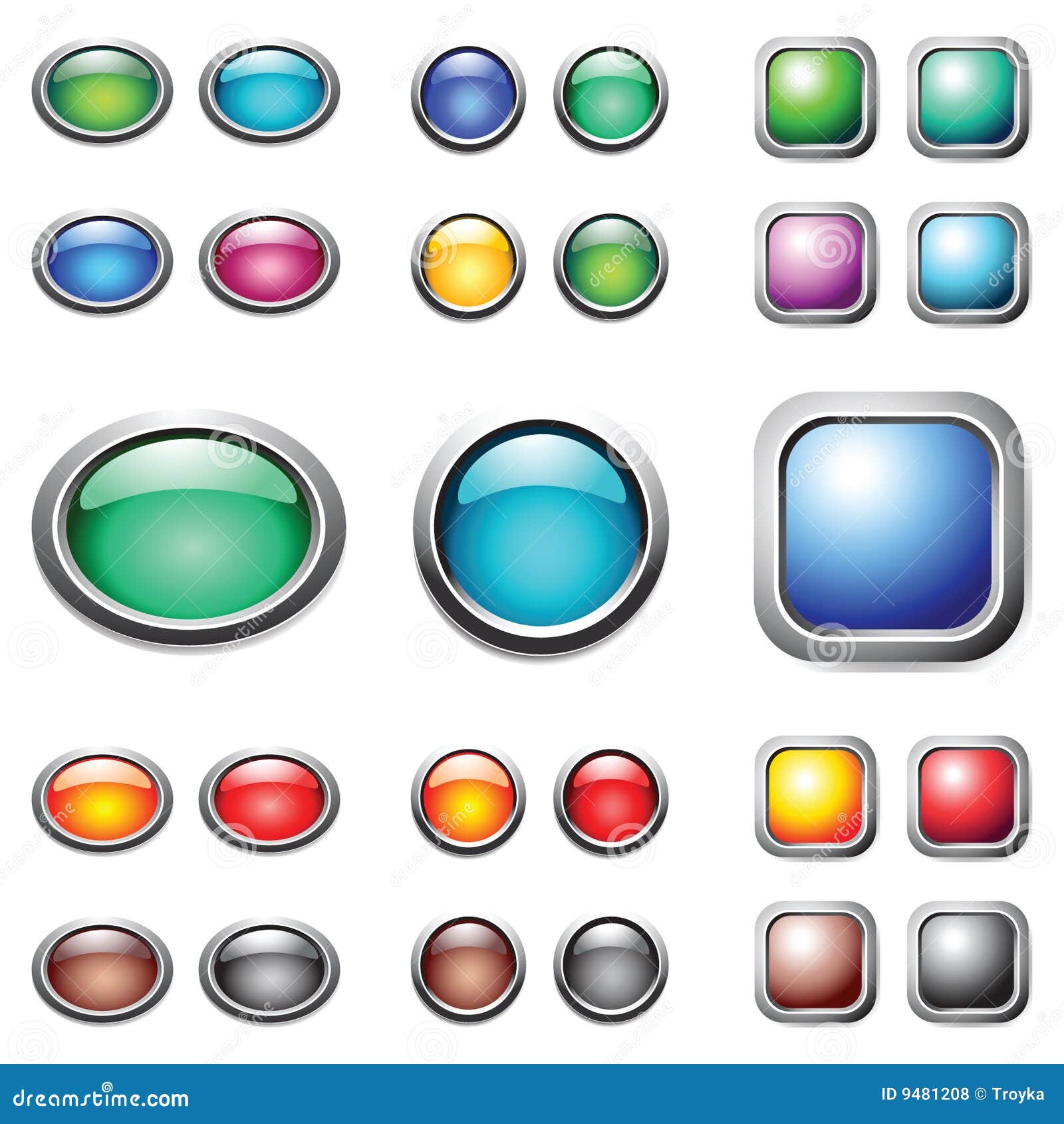 Color buttons set. stock vector. Illustration of network - 9481208