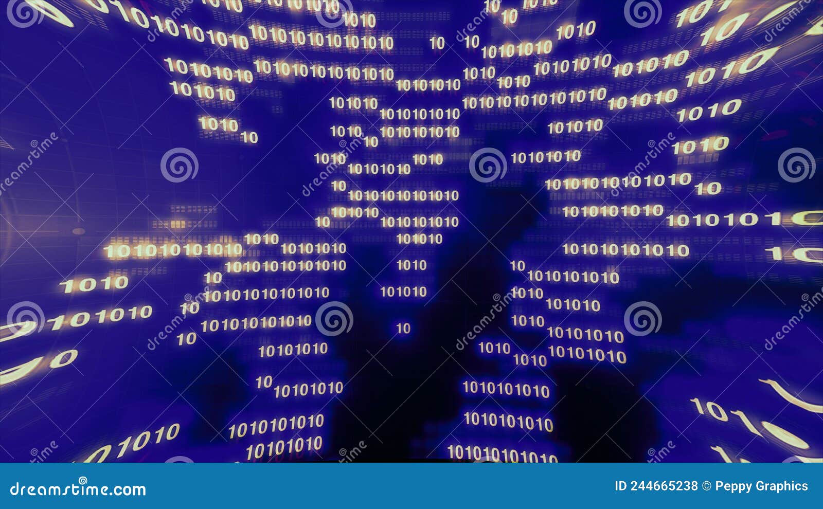 3D Illustration. Color Bytes of Binary Code Flying through Stock ...